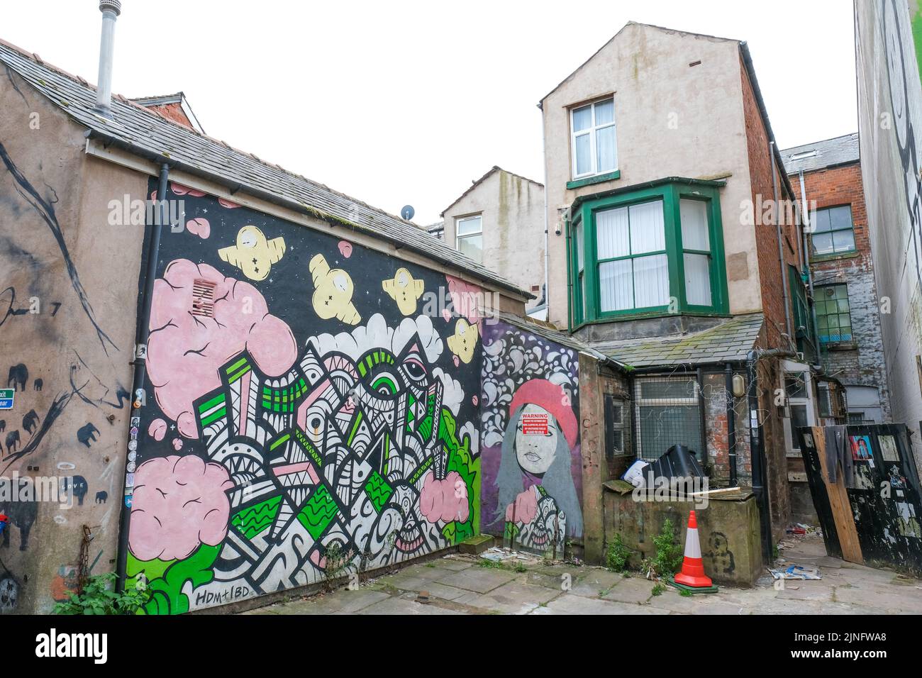 Street art amongst the back streets of Blackpool, UK Stock Photo - Alamy