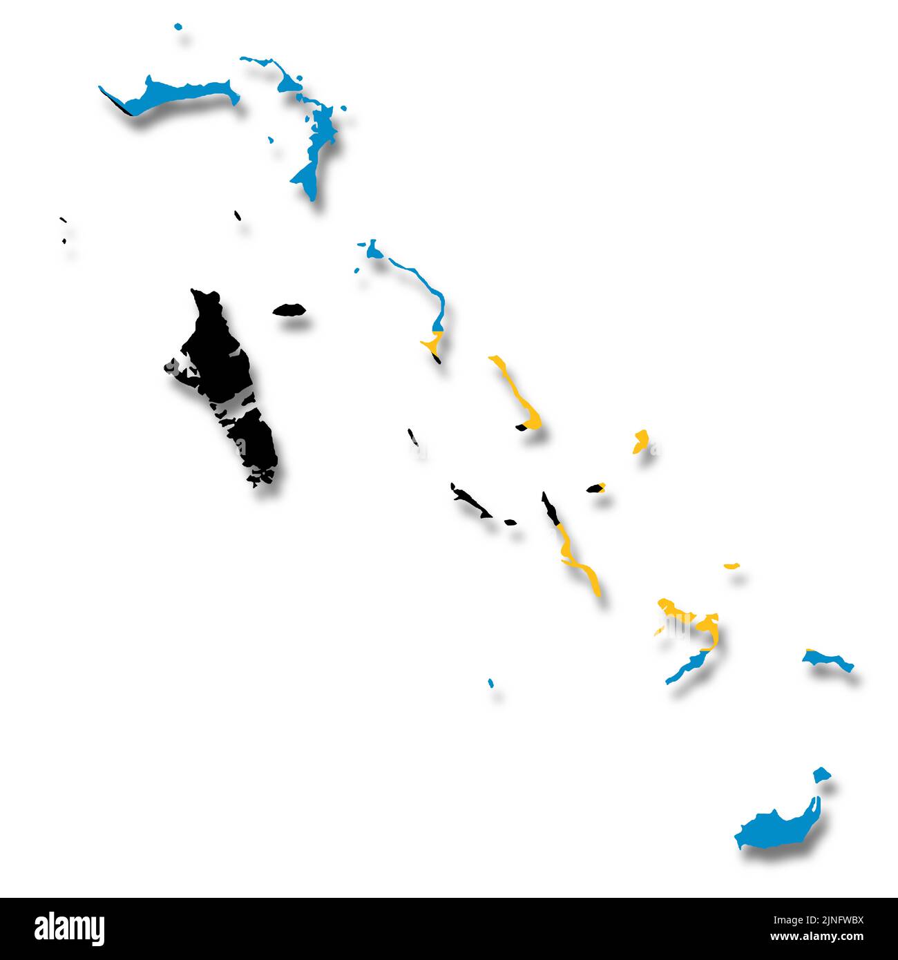 Bahamas flag map on white background 3d illustration with clipping path ...
