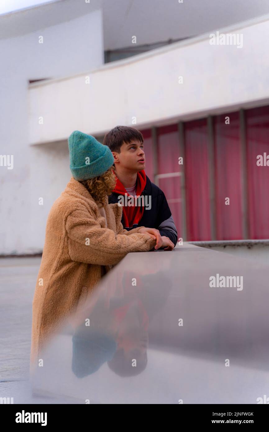 Amazing and beautiful young couple is having a great time with each ...