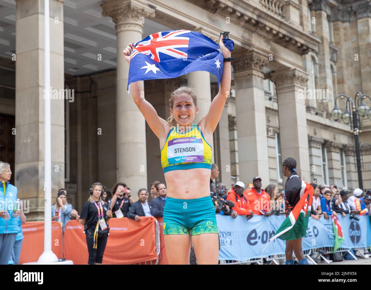Jessica Stenson, Australia, wins the women’s marathon at the Birmingham ...