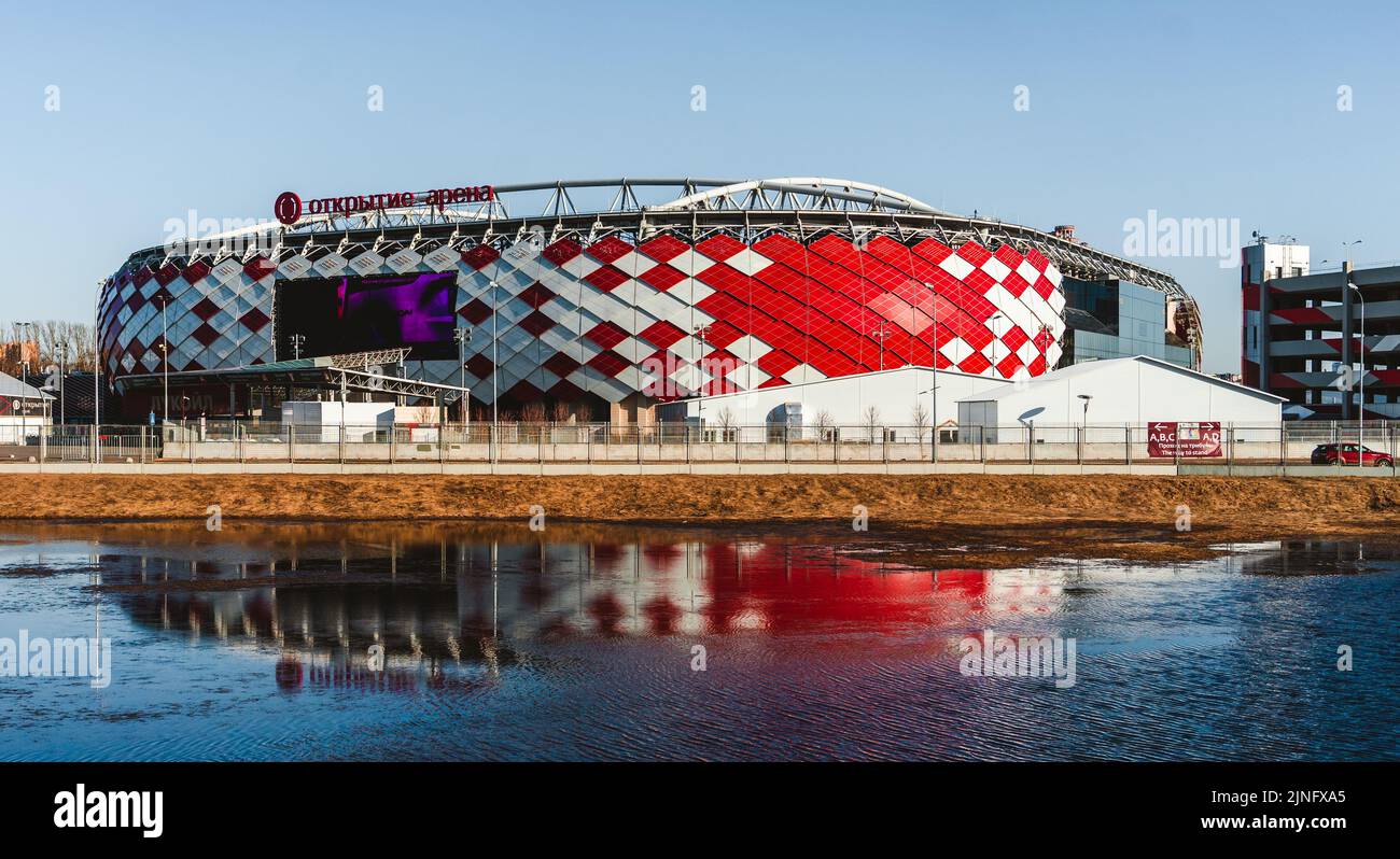 April 9, 2018, Moscow, Russia. The stadium of the Spartak football club ...