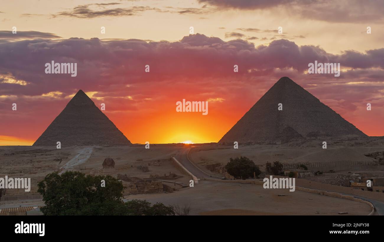 Sunset at the Pyramids, Giza, Egypt Stock Photo - Alamy