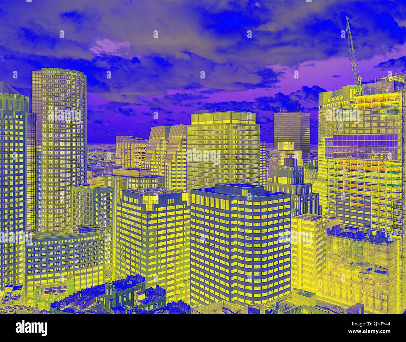 Boston Cityscape Skyline Looking West Towards the Financial District ...