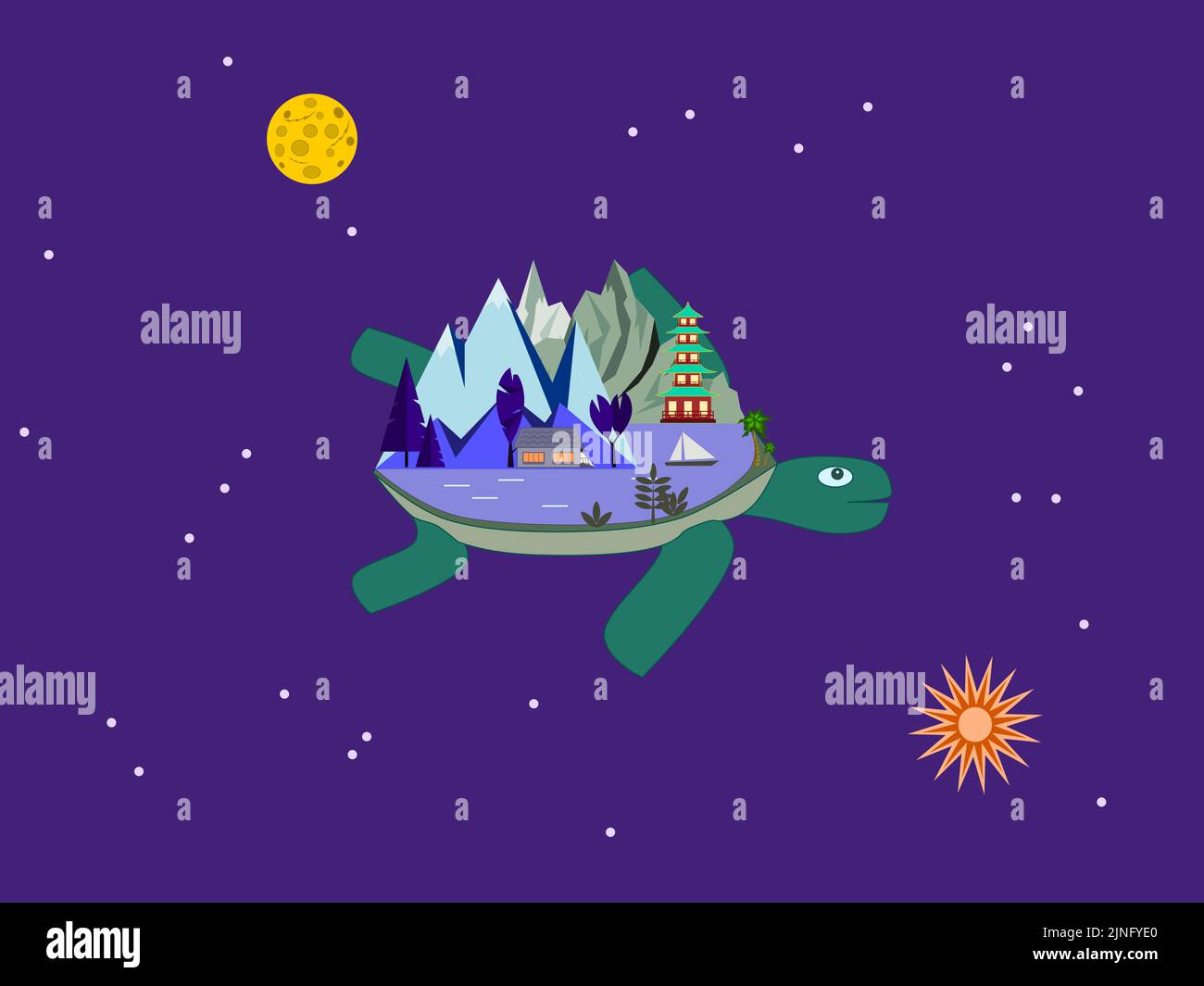 Earth on turtles back Stock Vector Image & Art - Alamy