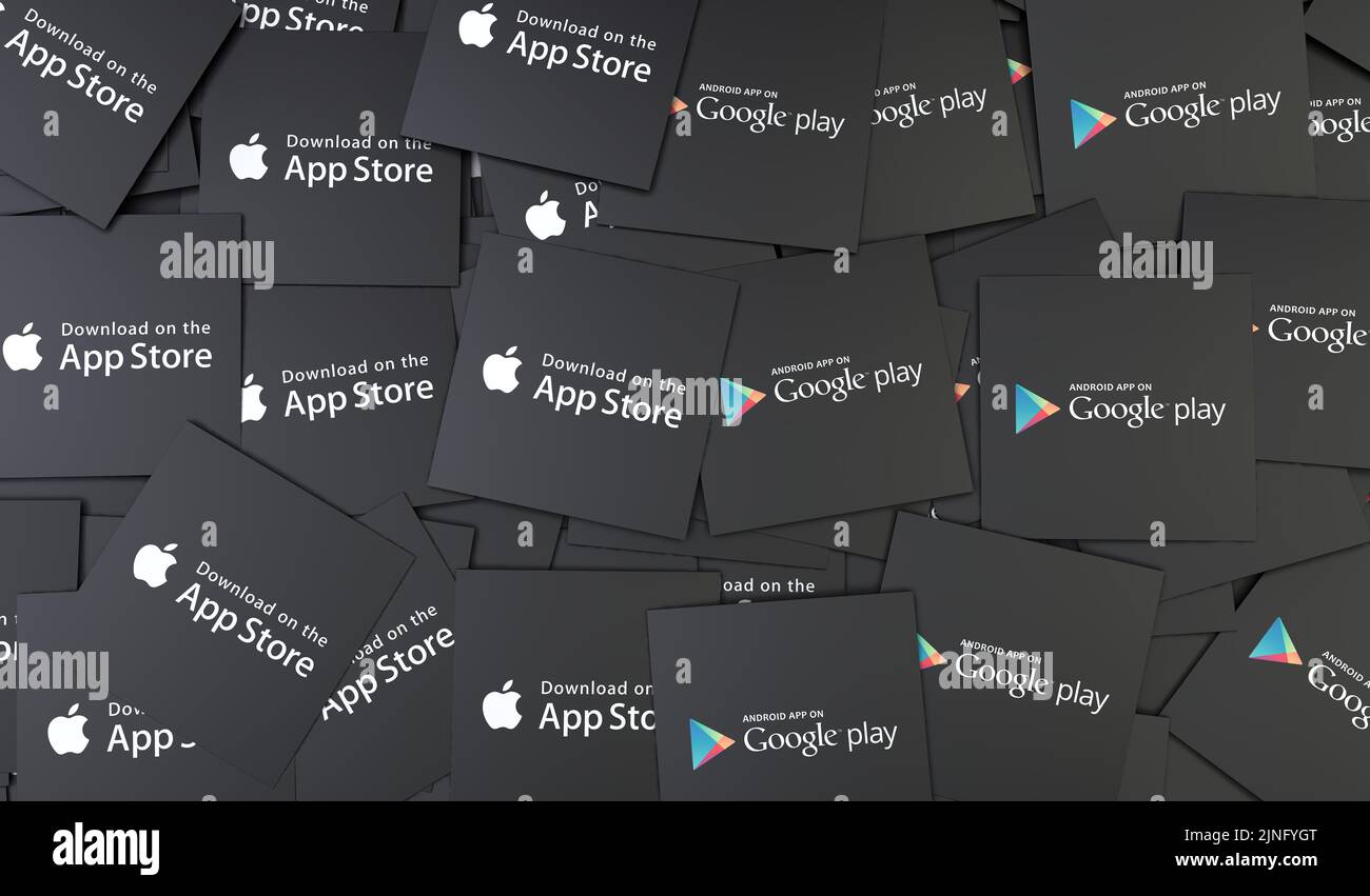 android store and apple store, Social Media Background Stock Photo - Alamy