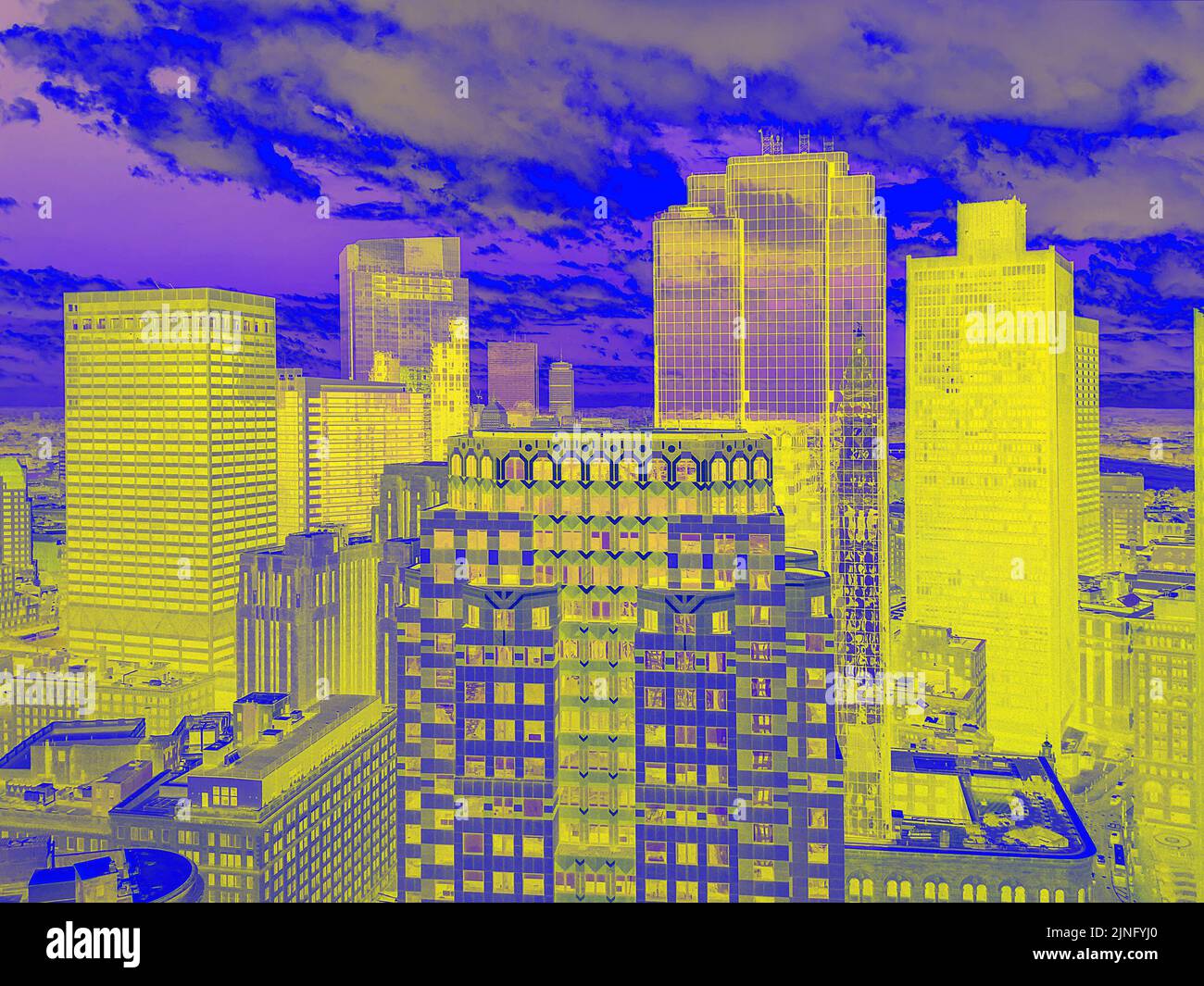 Boston Cityscape Skyline Looking West Towards the Financial District ...