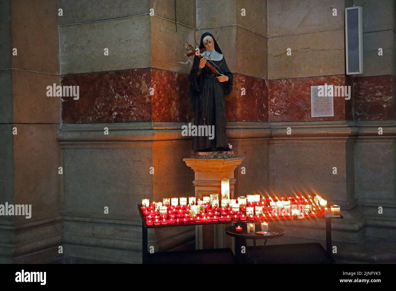 Votive Candles by Statue of Saint Caroline in Cathedrale Sainte-Marie ...