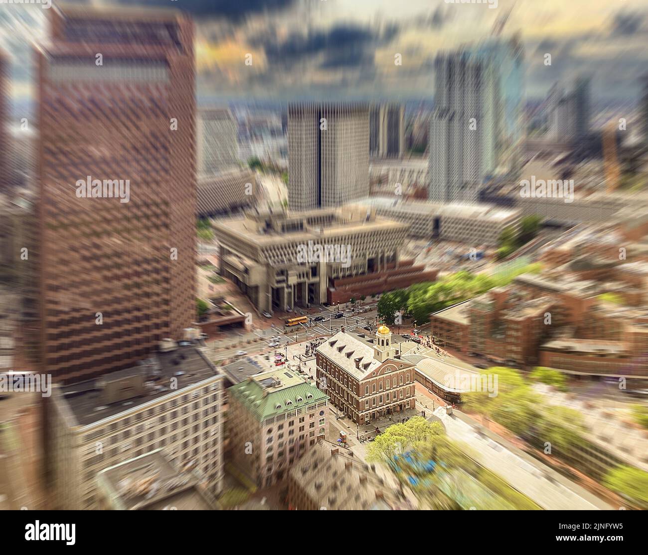 Boston Cityscape Skyline Looking West Towards the Financial District ...