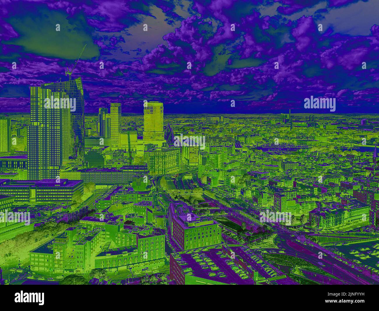Boston Cityscape Skyline Looking West Towards the Financial District ...