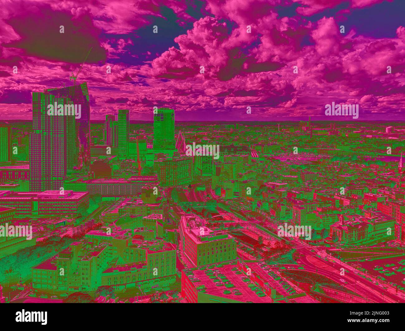 Boston Cityscape Skyline Looking West Towards the Financial District ...