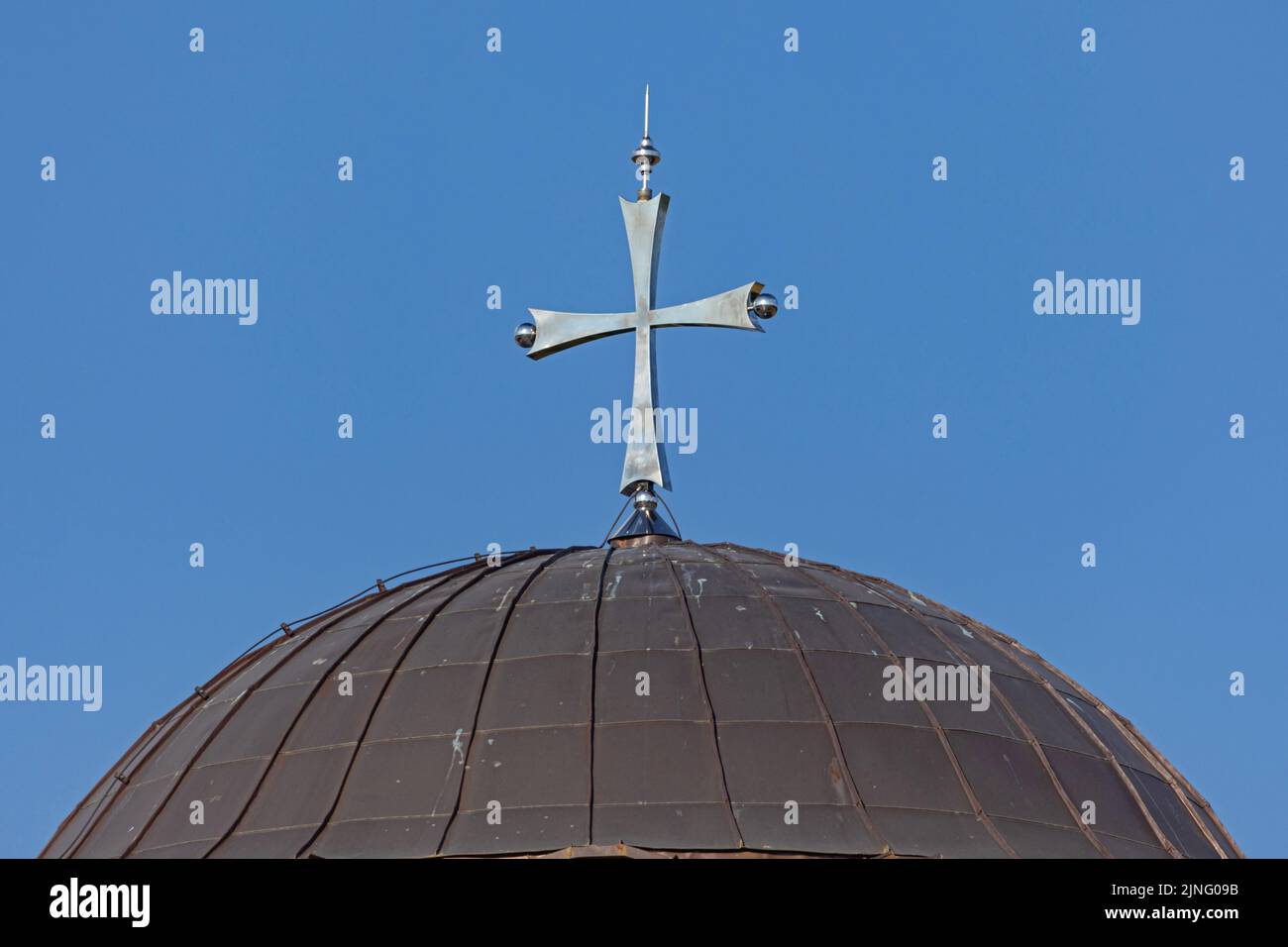 Lighting Rod at Top of Silver Cross Saint Basil of Ostrog Church Dome ...