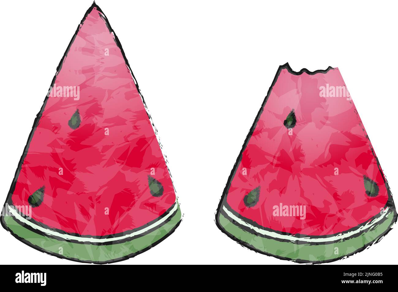 Watermelon: small cut size, 2 slices, transparent watercolor style ...