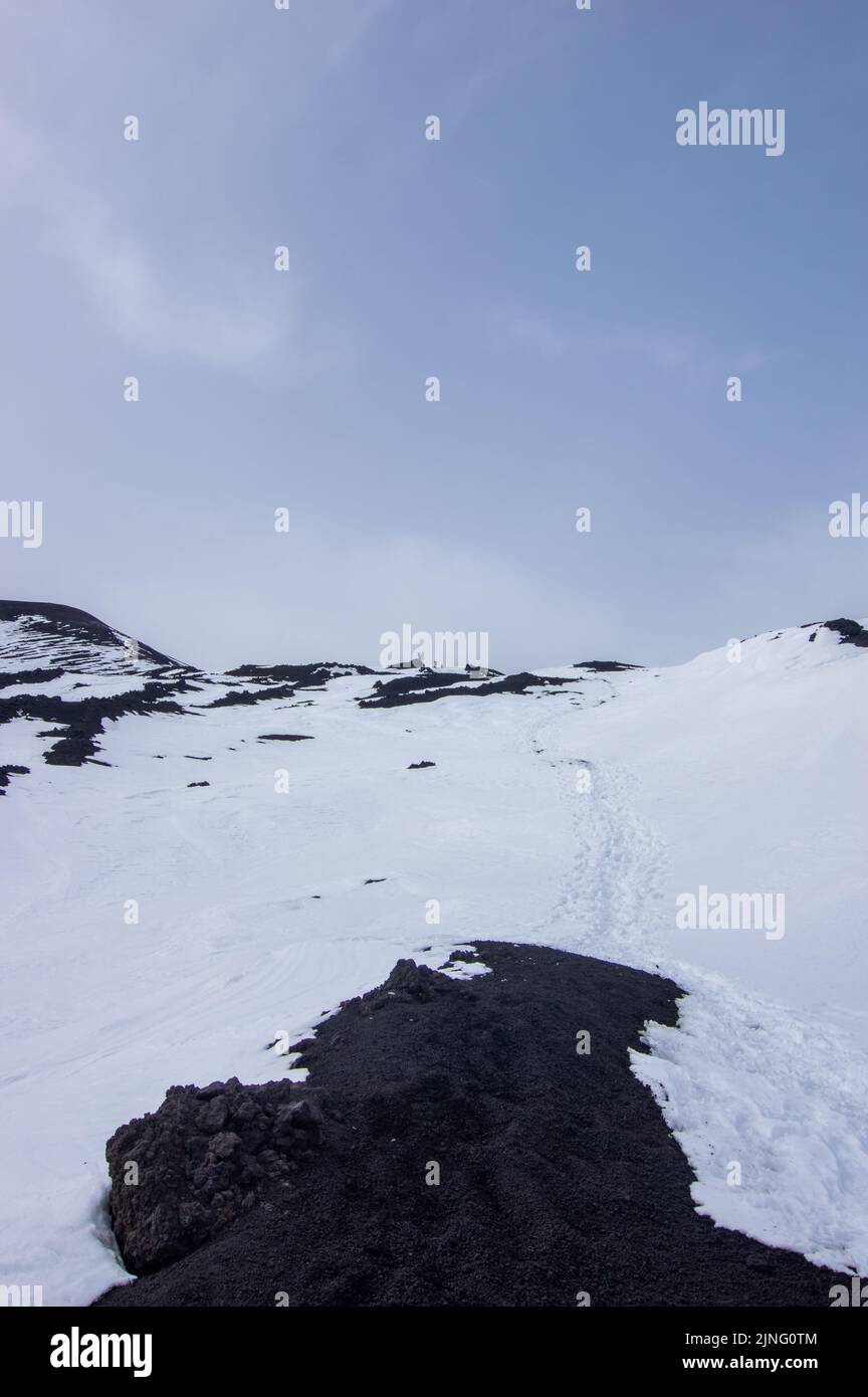 Amazing view from above the mount Etna Volcano craters in the Catania ...