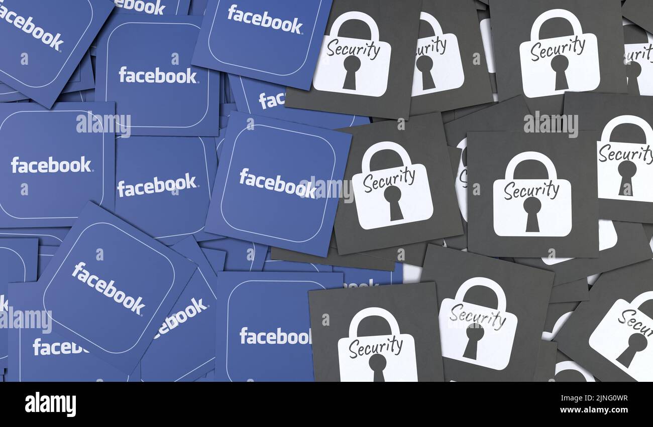 facebook and security, Social Media Background Stock Photo - Alamy