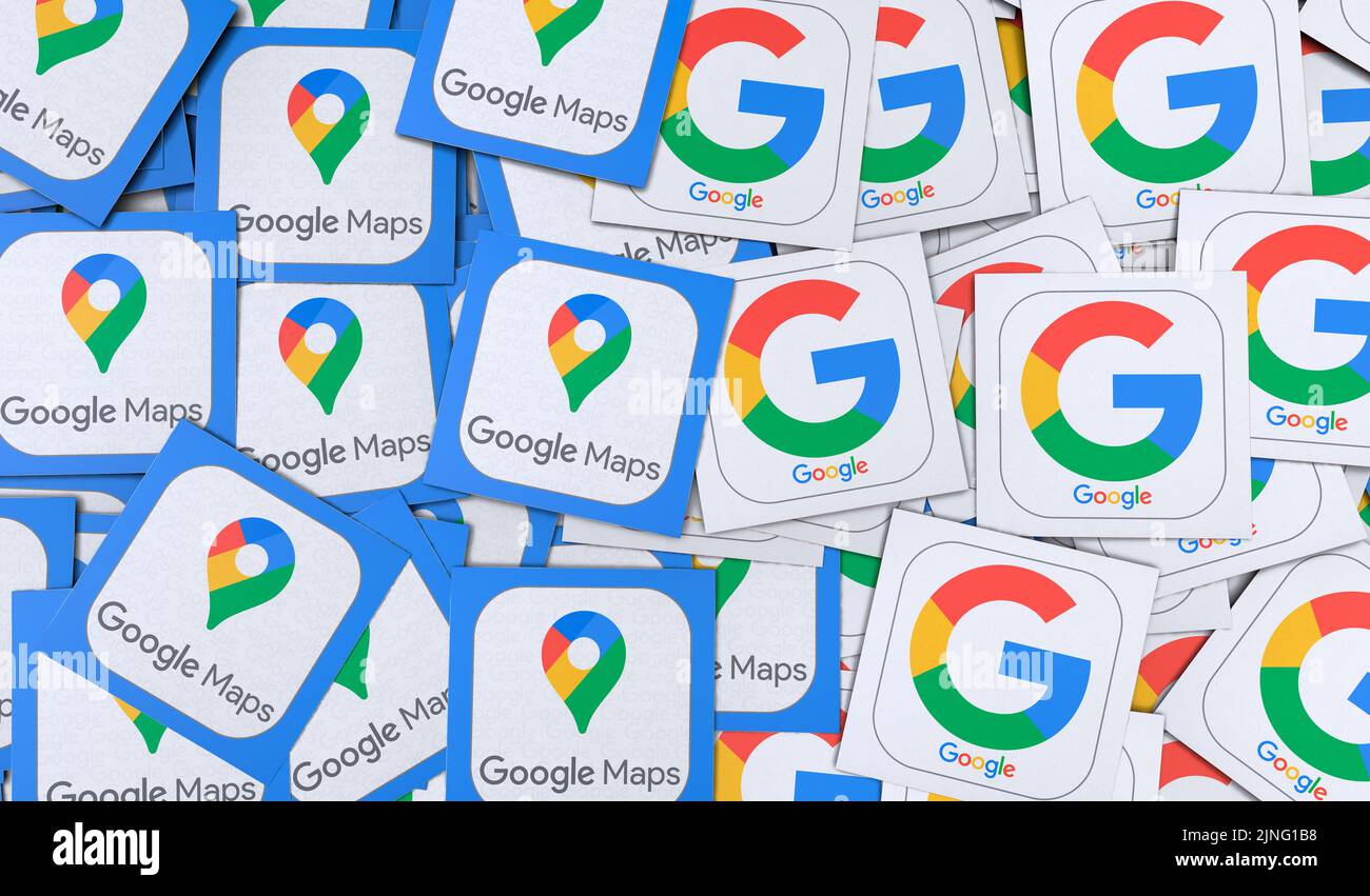 Google maps and Google, Social Media Background Stock Photo - Alamy