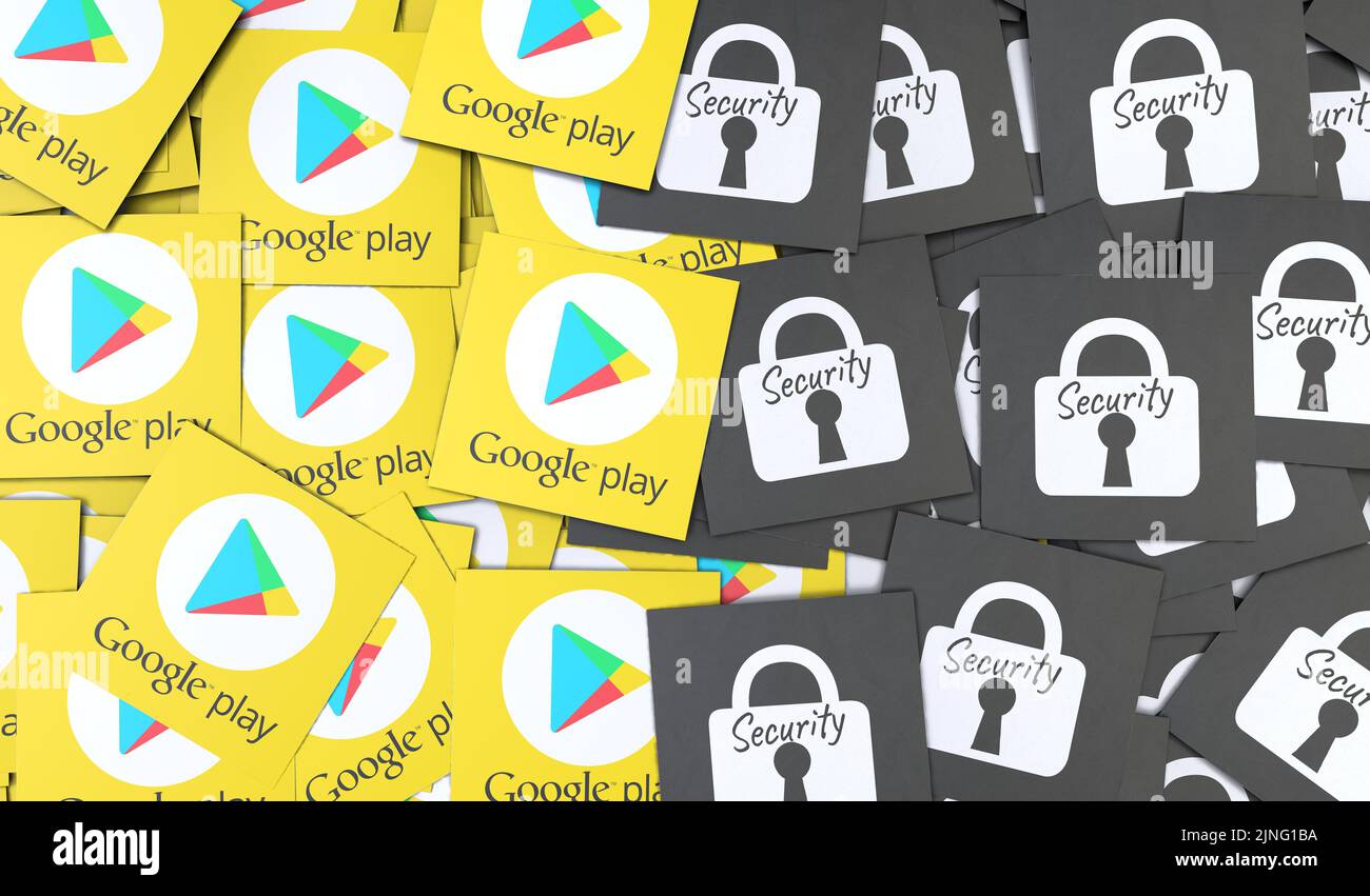 Google play and Security, Social Media Background Stock Photo - Alamy