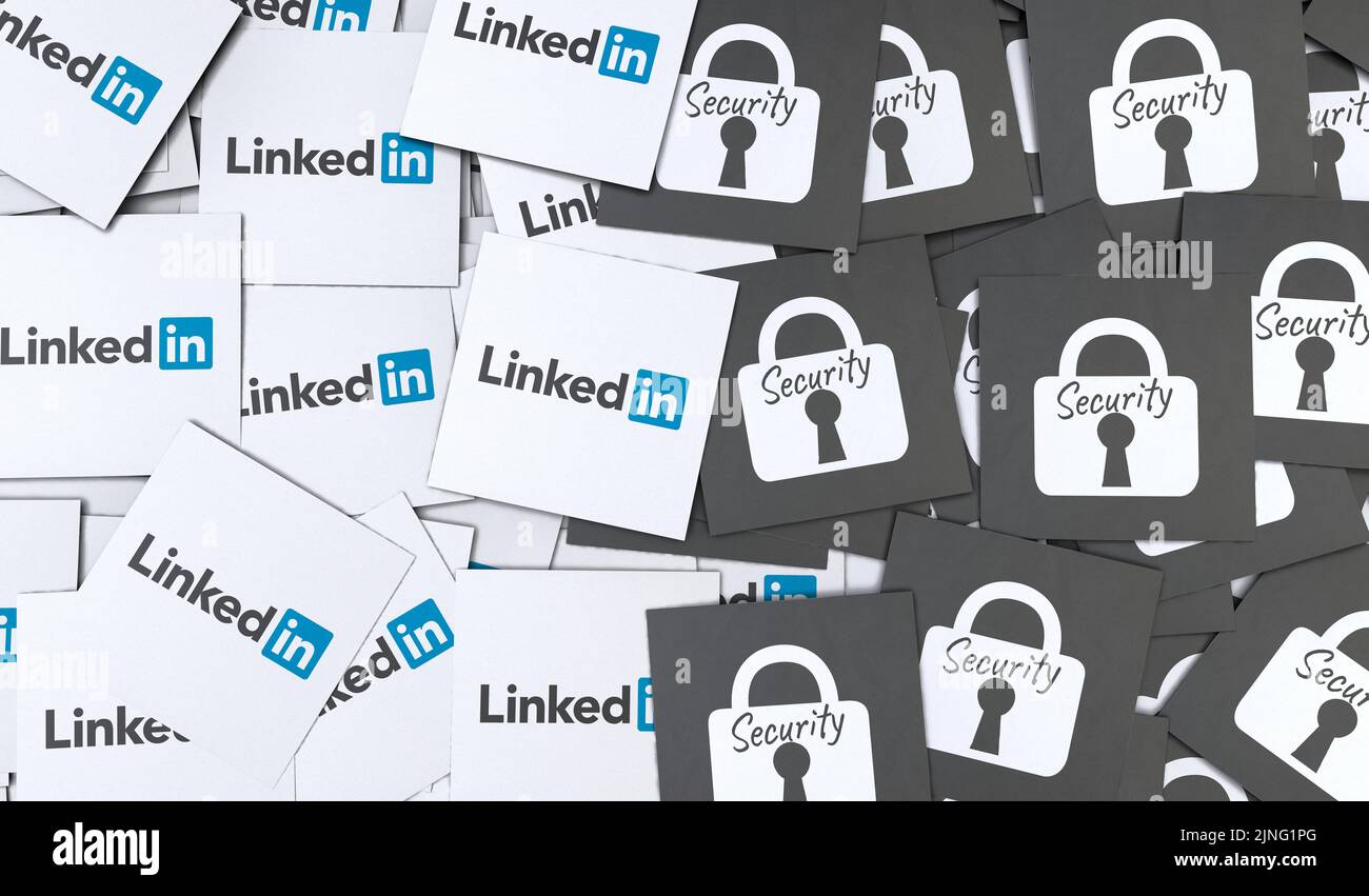 linkedin and Security, Social Media Background Stock Photo - Alamy