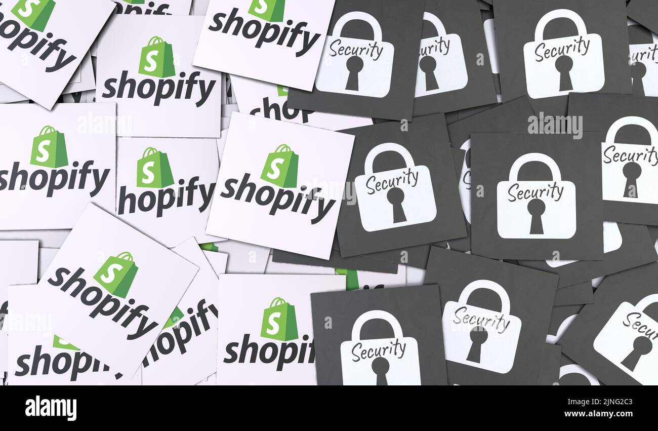 shopify and Security, Social Media Background Stock Photo - Alamy