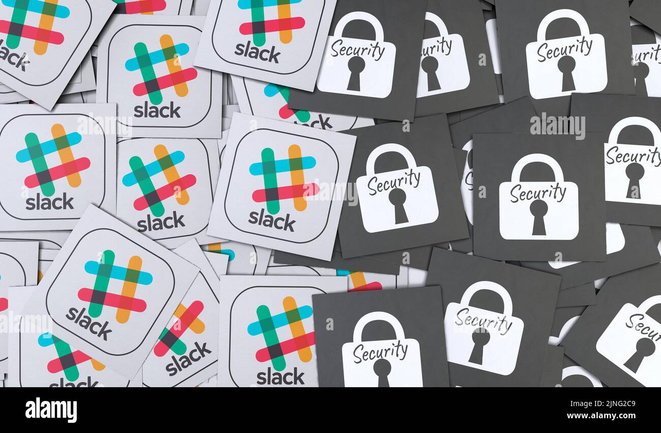 Slack and Security, Social Media Background Stock Photo - Alamy