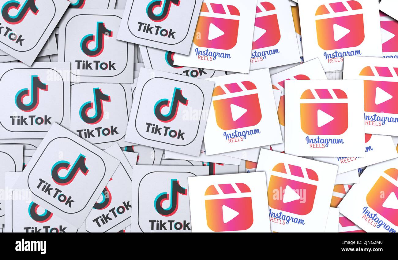 tiktok and instagram, Social Media Background Stock Photo - Alamy