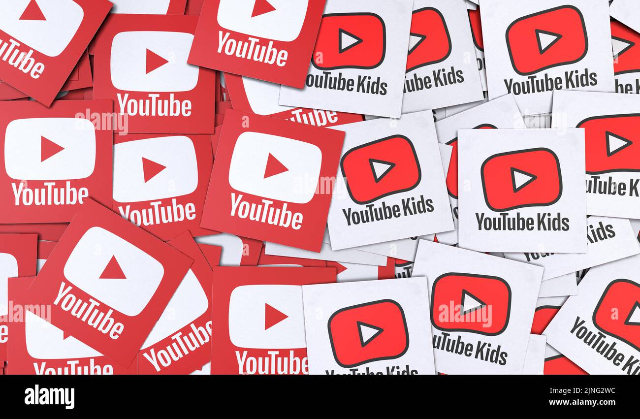 Youtube and youtube kids, Social Media Background Stock Photo - Alamy