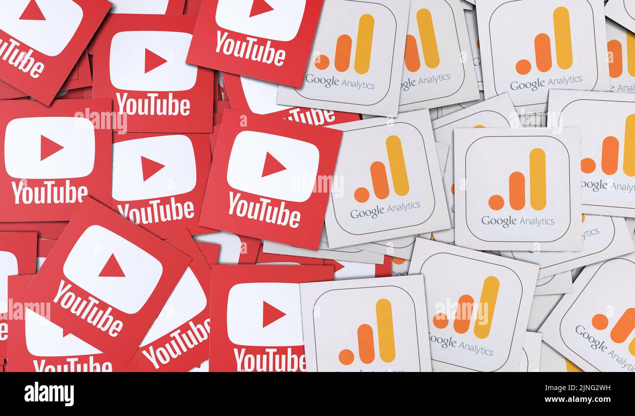 Youtube and analytic, Social Media Background Stock Photo - Alamy