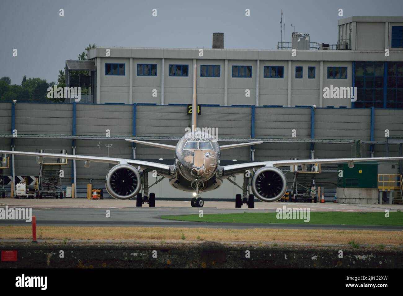 Paying a 'first of type' visit to London City Airport was Embraer E195 ...