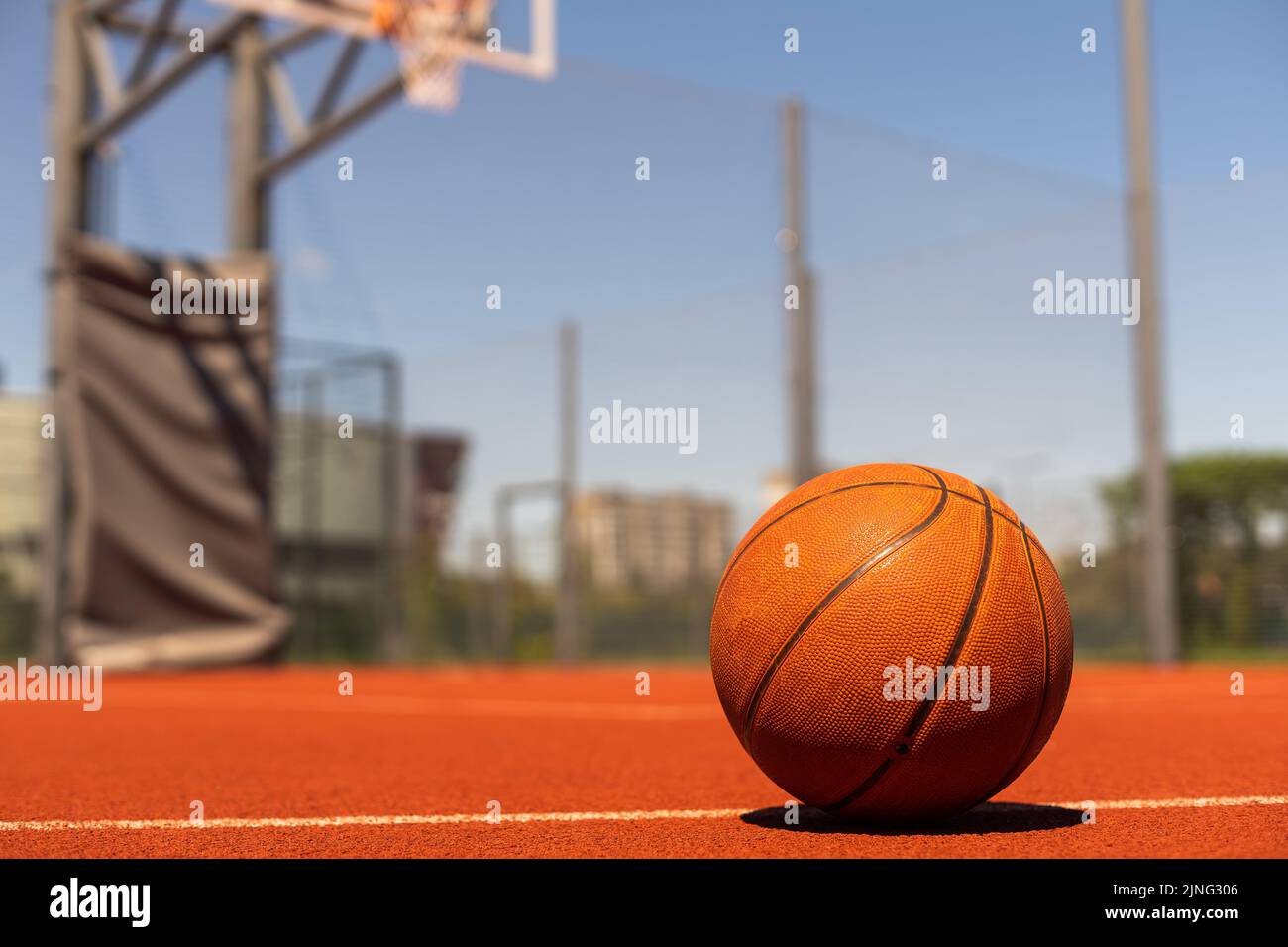 Basketball on Court Floor close up Stock Photo - Alamy
