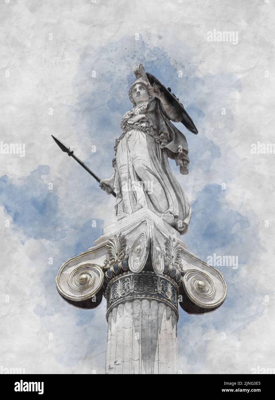 Statue of Athena the defender Academy of Athens, Greece Stock Photo - Alamy