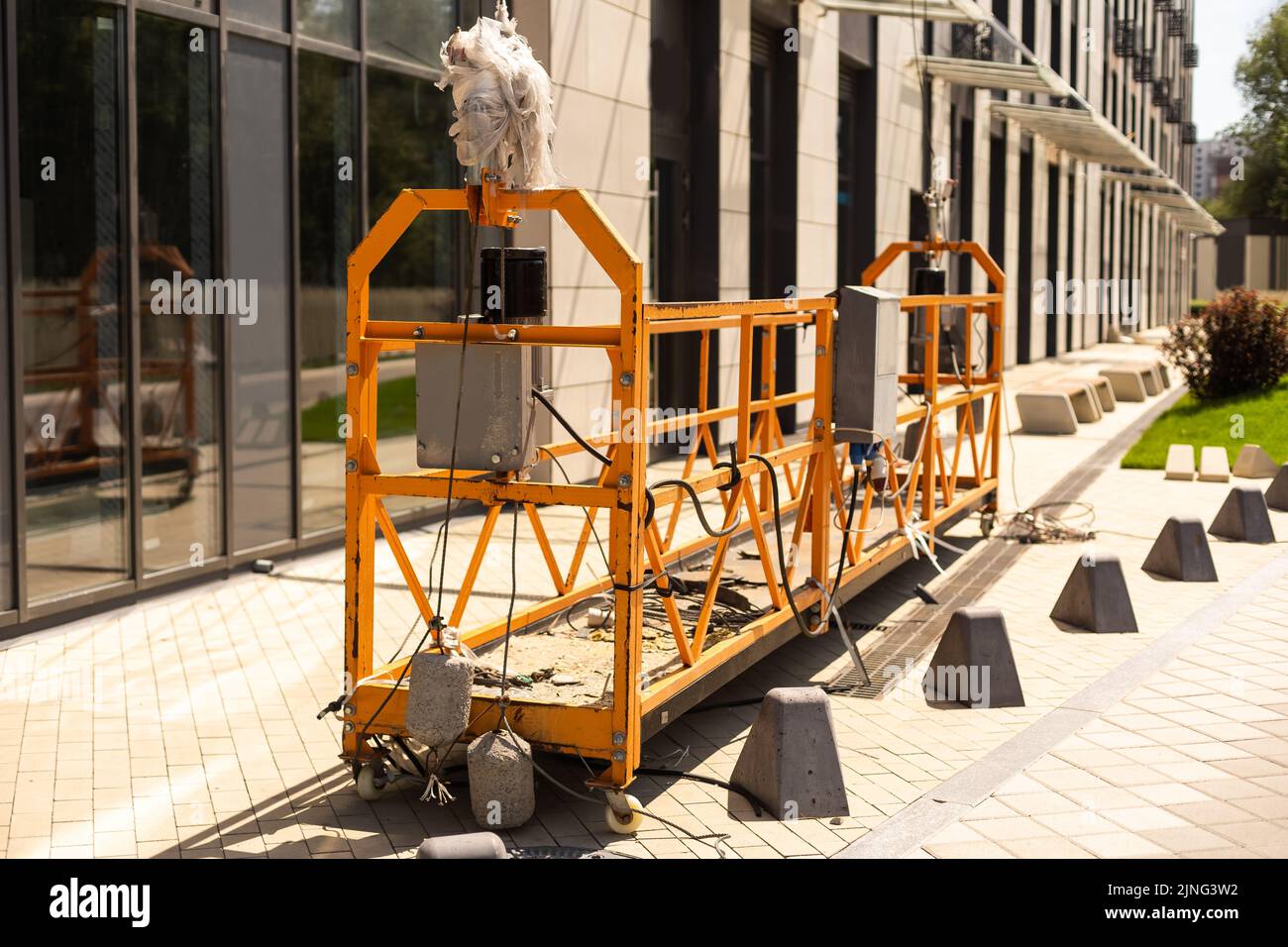 Extensive scaffolding providing platforms for work in progress on a new ...