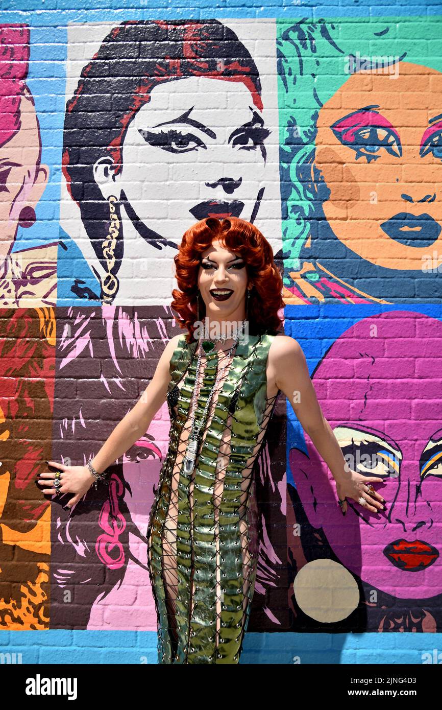 USA. 10th Aug, 2022. Bosco poses at the "RuPaul's Drag Race" cast mural ...
