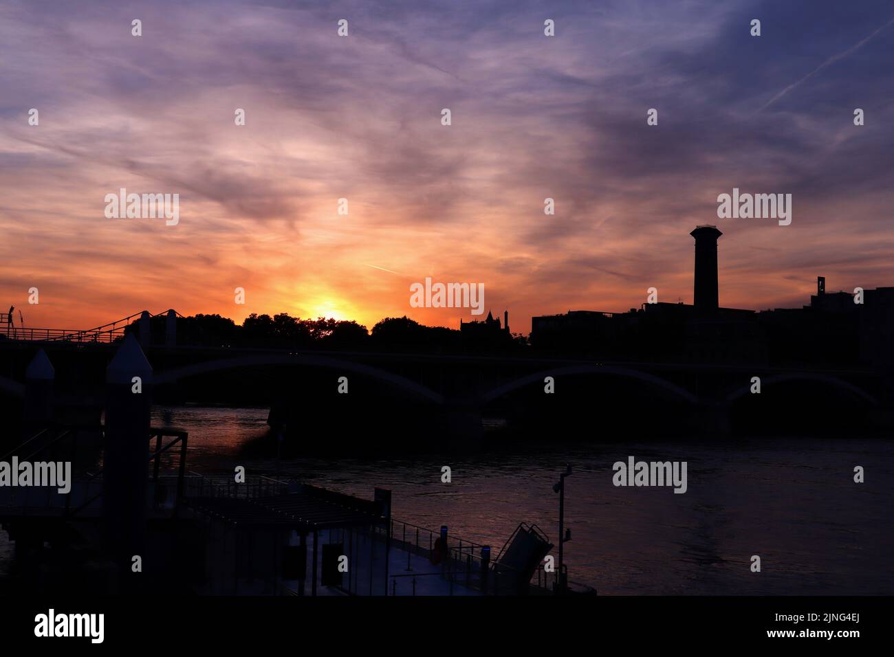 A sunset view of the Western Pumping Tower at Chelsea, London Stock ...