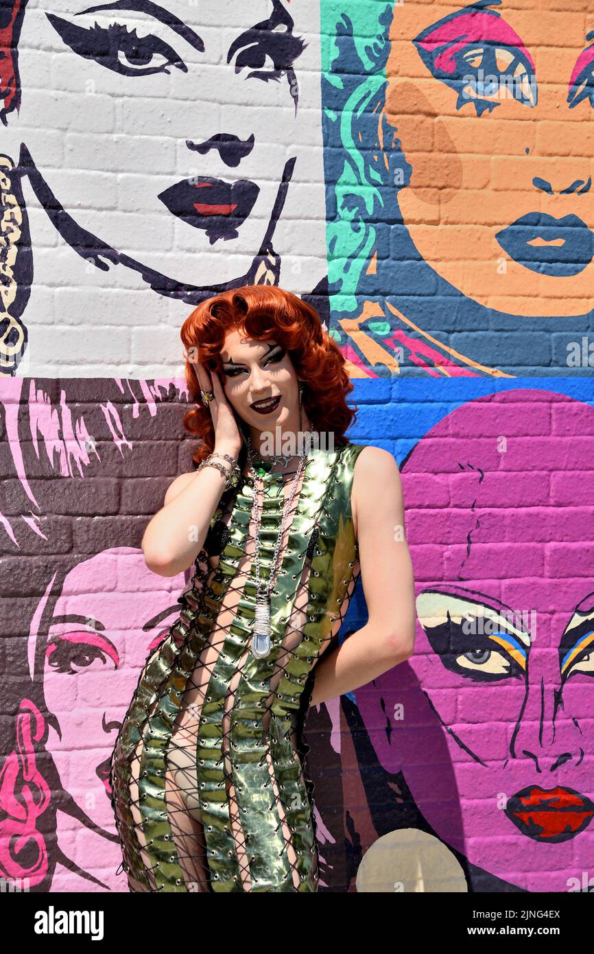 USA. 10th Aug, 2022. Bosco poses at the "RuPaul's Drag Race" cast mural ...