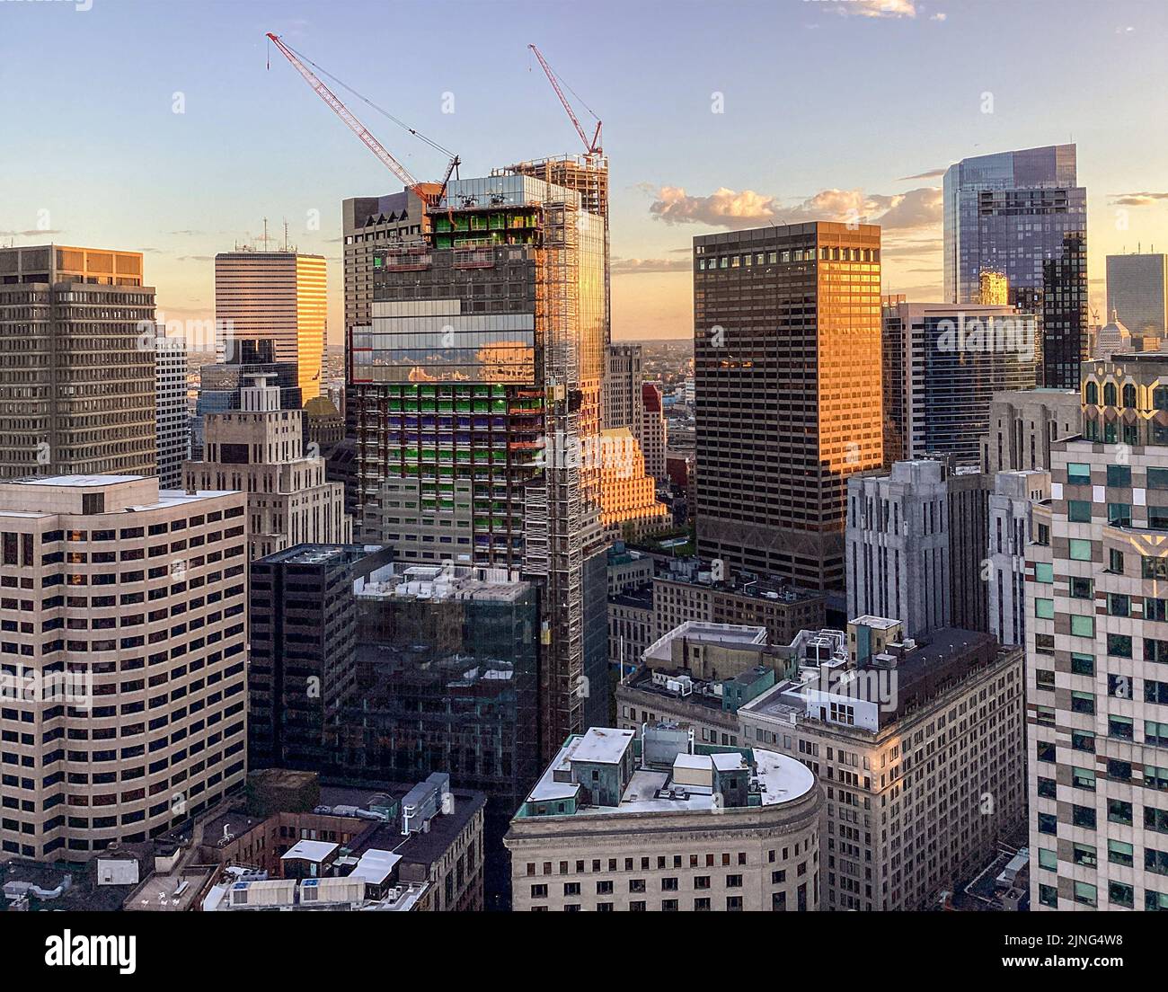 Boston Cityscape Skyline Looking West Towards the Financial District ...