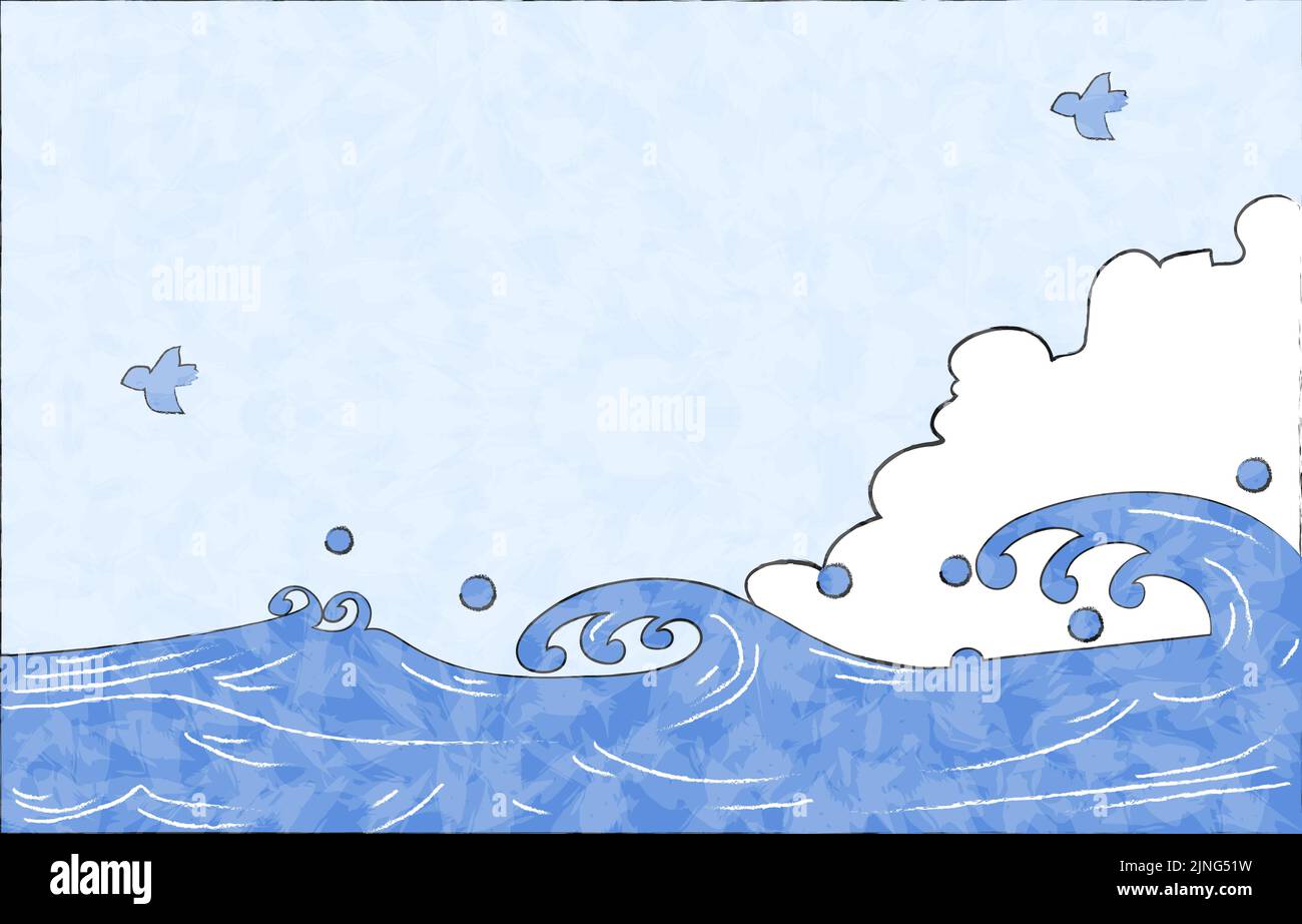 Summer background material, sea, approaching clouds, blue sky and ...