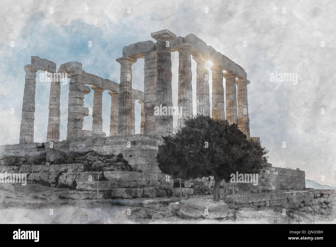 ruins ot the temple of Poseidon, Attica Stock Photo - Alamy