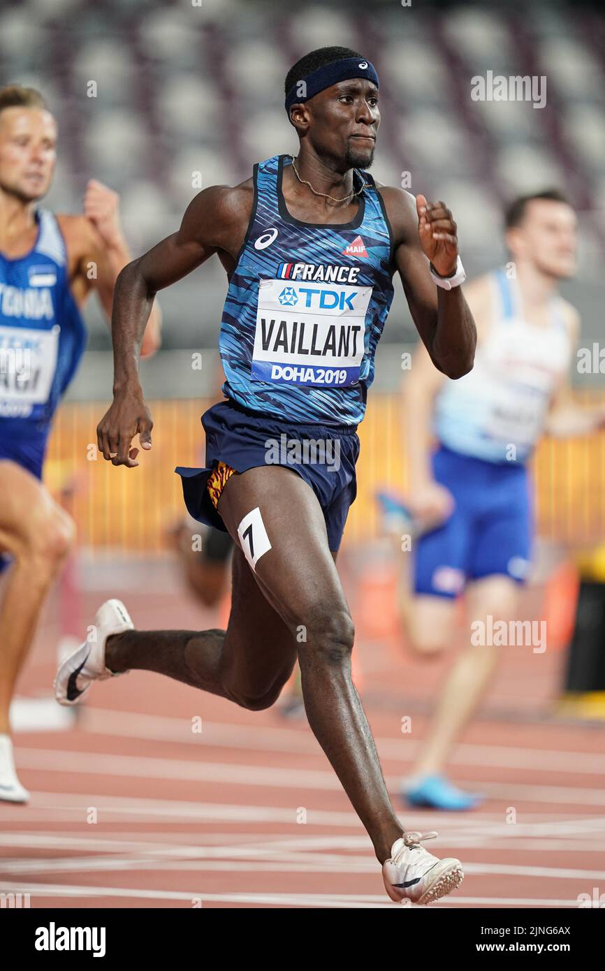 Ludvy VAILLANT participating in the 400m hurdles at the Doha 2019 World ...