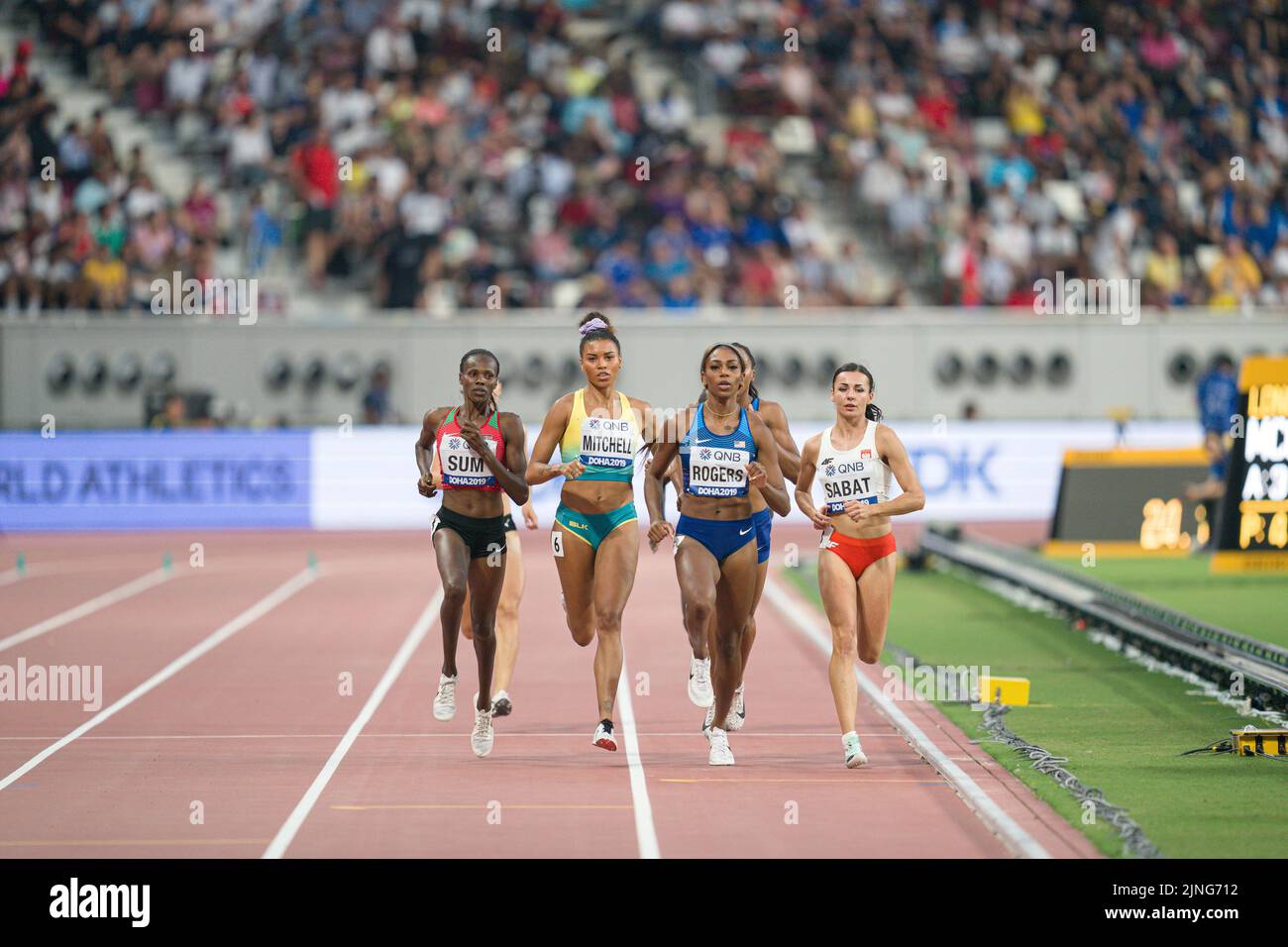 Morgan Mitchell participating in the 800 meters at the Doha 2019 World ...