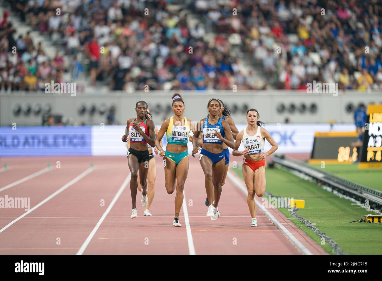 Morgan Mitchell participating in the 800 meters at the Doha 2019 World ...