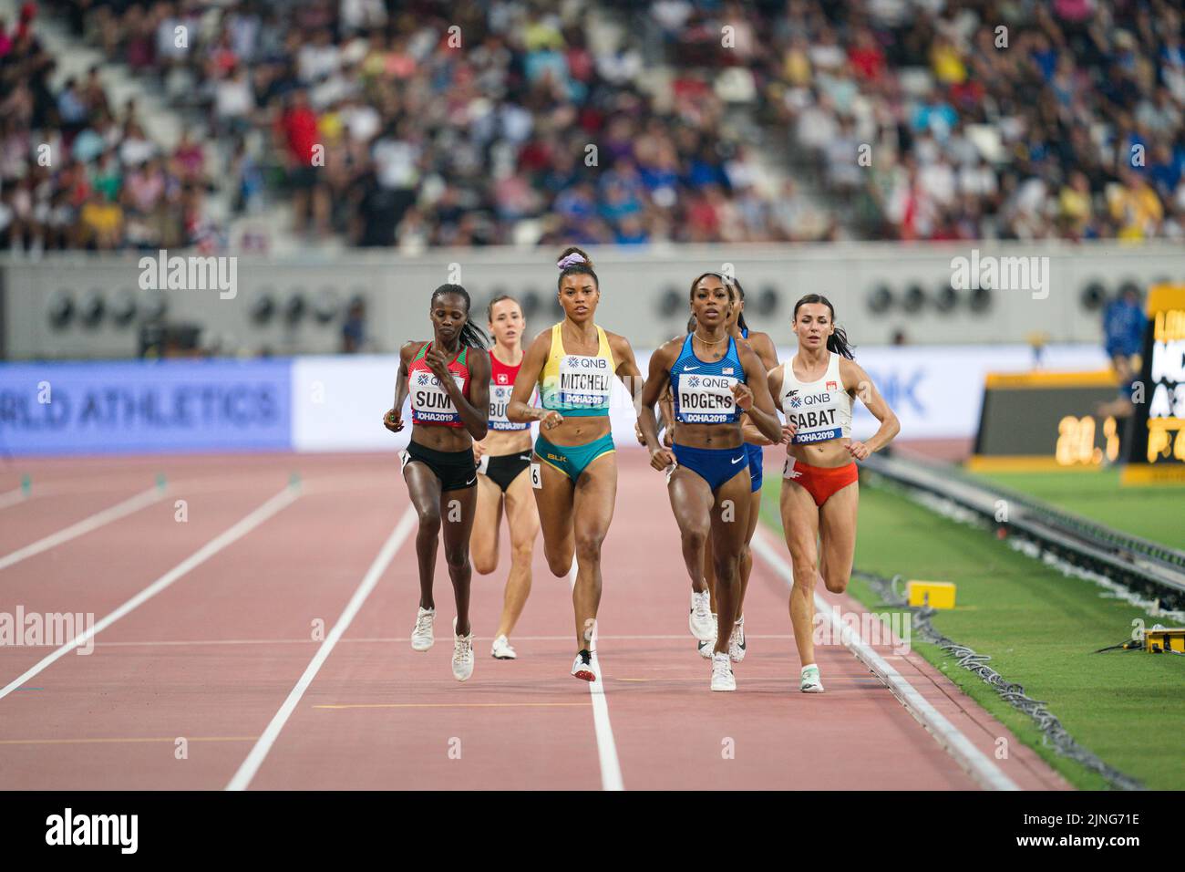 Morgan Mitchell participating in the 800 meters at the Doha 2019 World ...