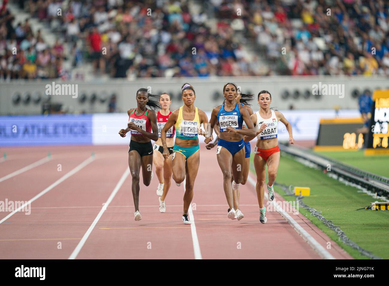 Morgan Mitchell participating in the 800 meters at the Doha 2019 World ...
