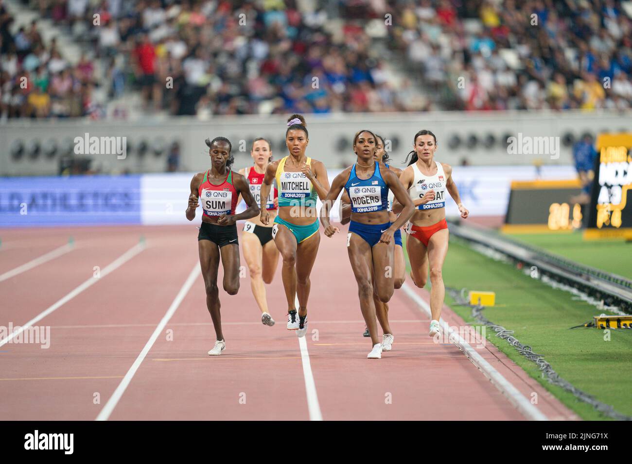 Morgan Mitchell participating in the 800 meters at the Doha 2019 World ...