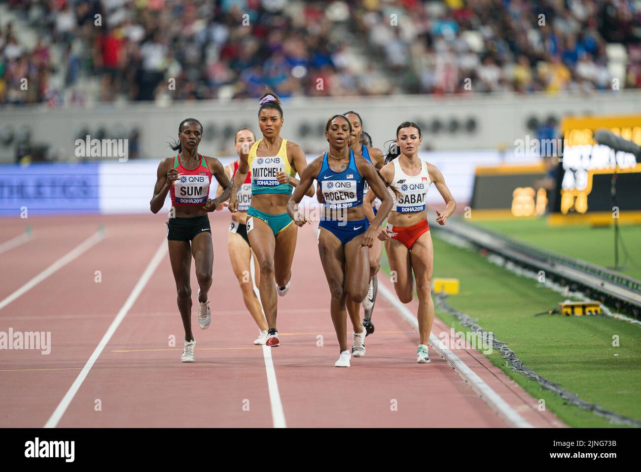 Morgan Mitchell participating in the 800 meters at the Doha 2019 World ...