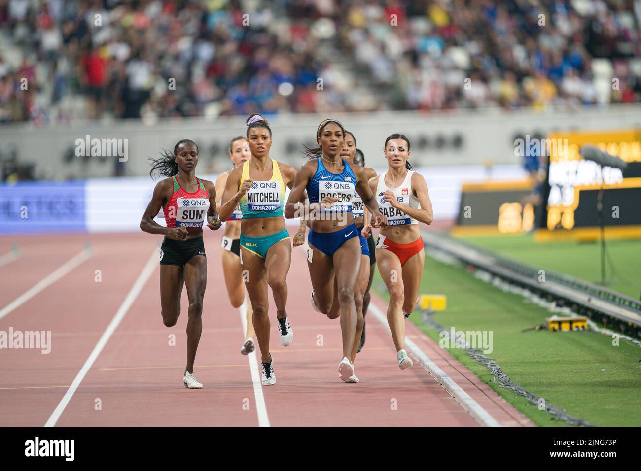 Morgan Mitchell participating in the 800 meters at the Doha 2019 World ...