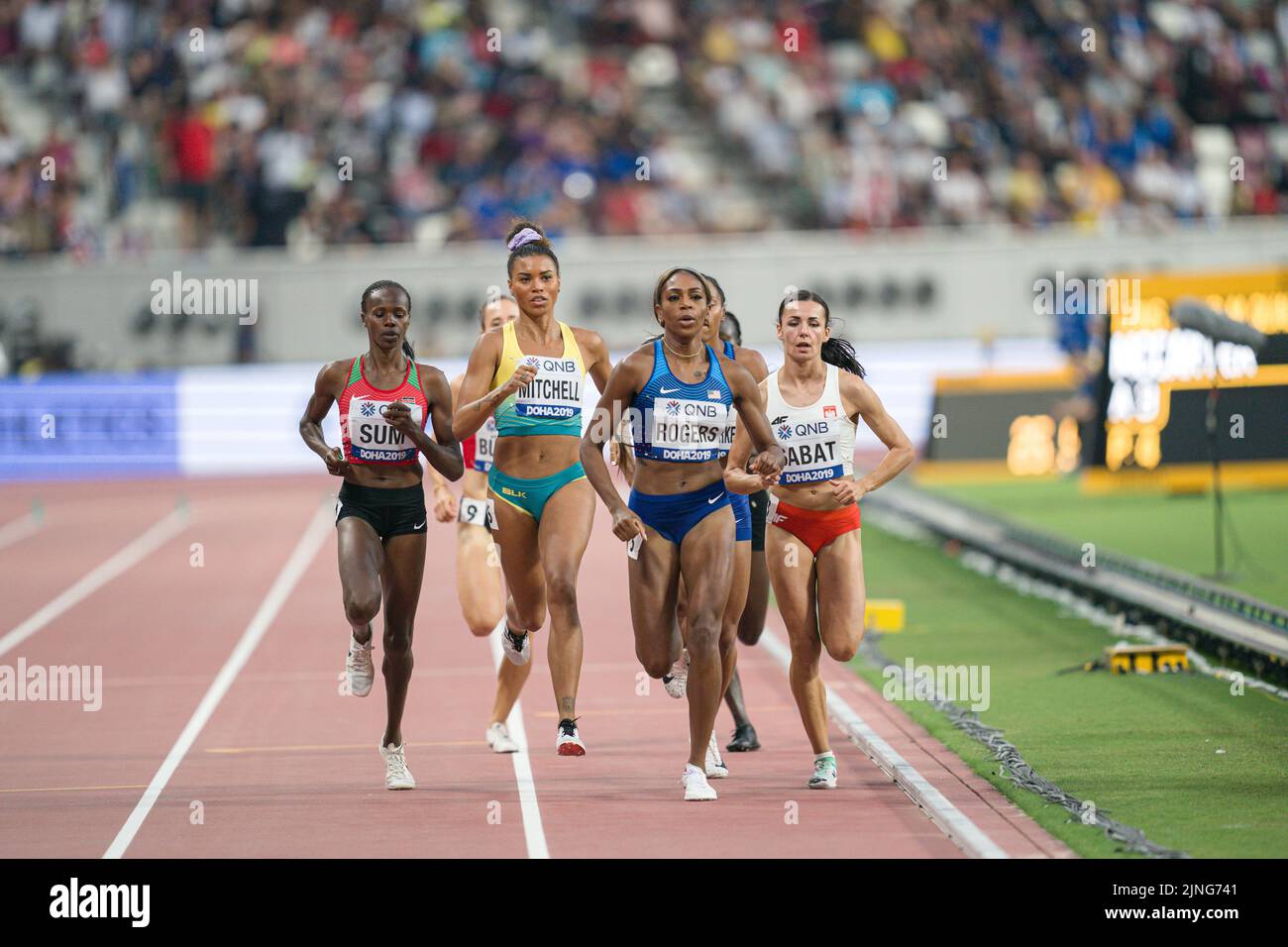 Morgan Mitchell participating in the 800 meters at the Doha 2019 World ...