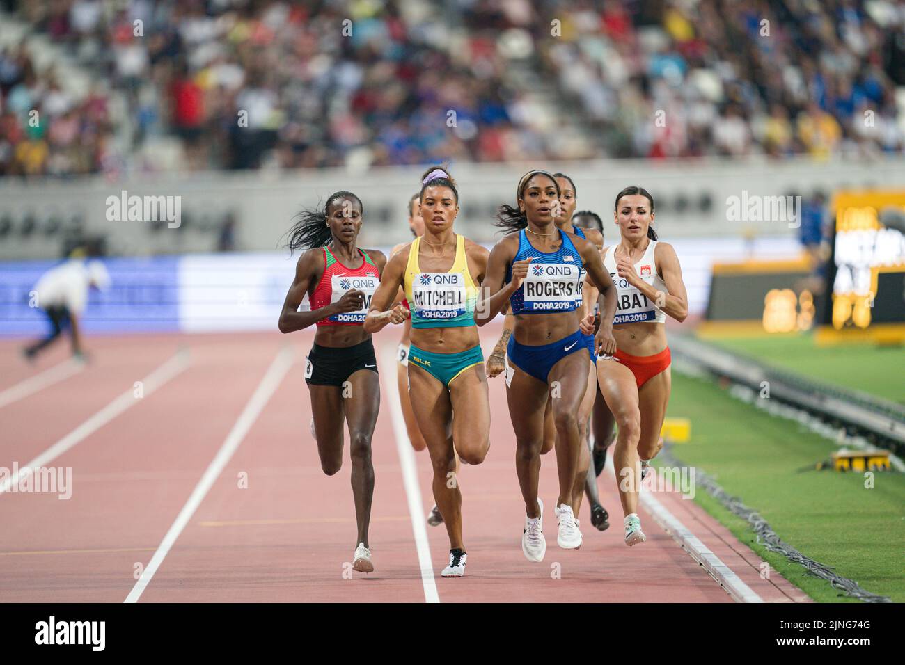 Morgan Mitchell participating in the 800 meters at the Doha 2019 World ...