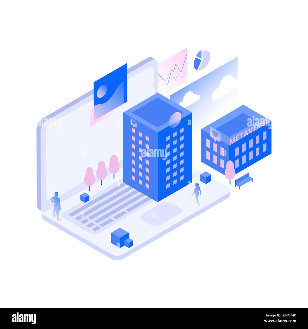 Isometric Metaverse City Illustration. Vector illustration Stock Vector Image & Art - Alamy