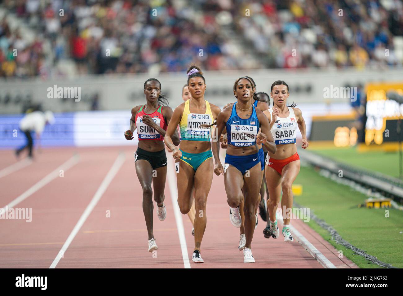 Morgan Mitchell participating in the 800 meters at the Doha 2019 World ...