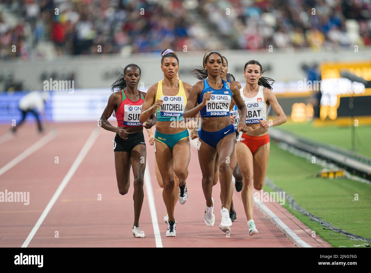 Morgan Mitchell participating in the 800 meters at the Doha 2019 World ...