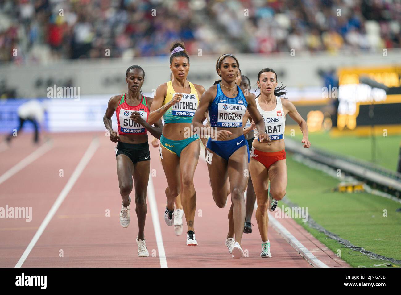 Morgan Mitchell participating in the 800 meters at the Doha 2019 World ...